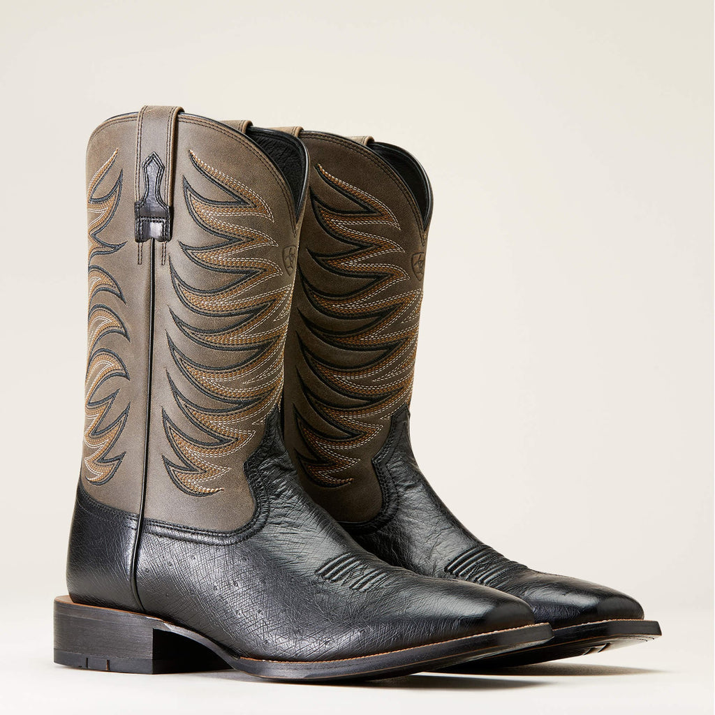 Ariat Badlands Jet Black Ostrich Boot | Men's – Cowboy Swagger