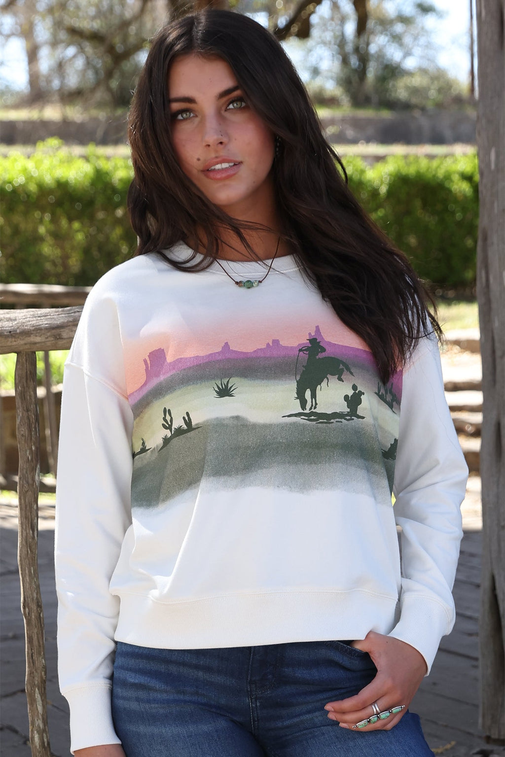 Cinch Women’s Crewneck Sweatshirt with Bucking Horse Graphic – Cowboy ...