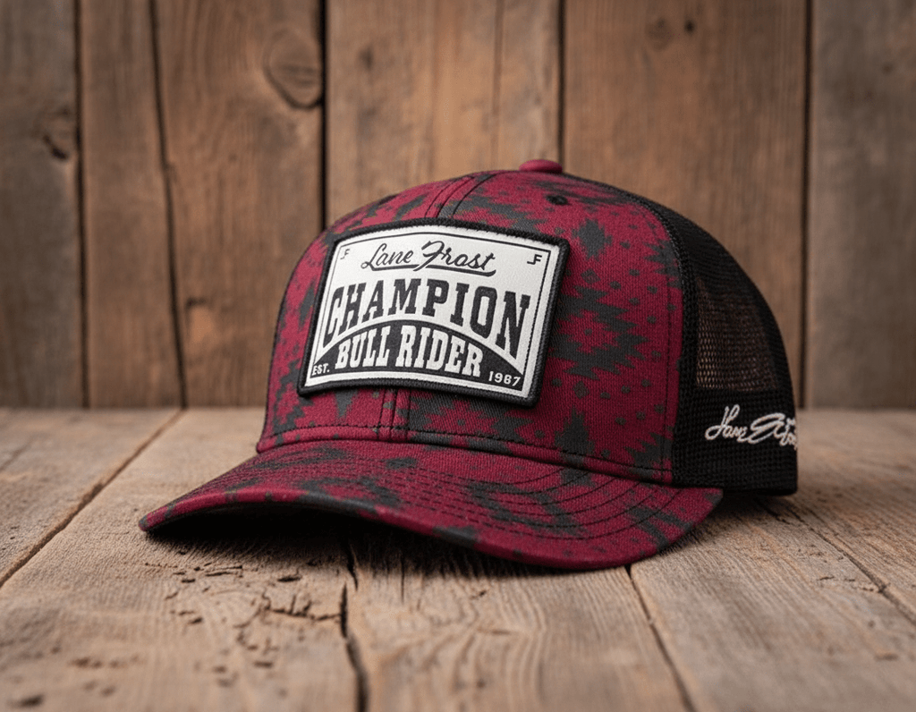 Lane Frost Duke Cap – Red Western Trucker Hat – Cowboy Swagger