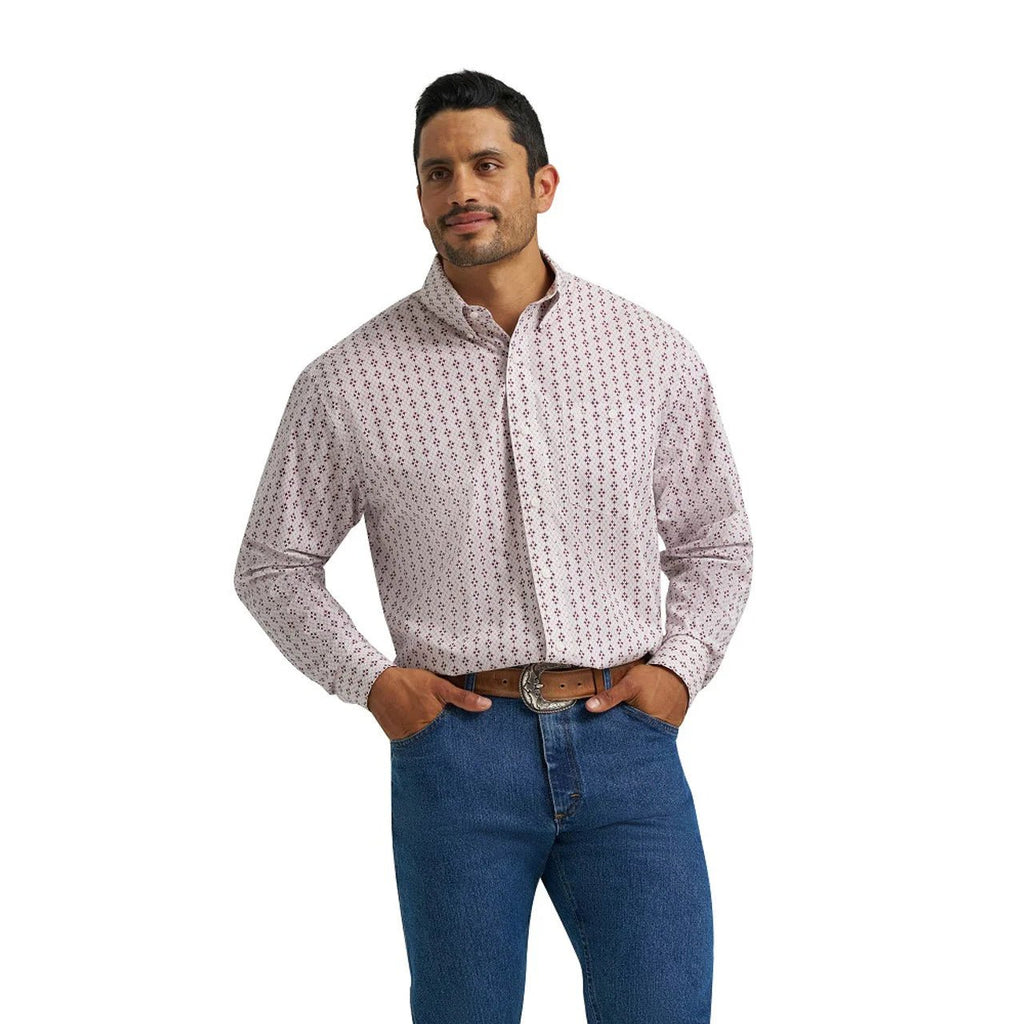 Wrangler Men’s Classic Fit Print Shirt – Sangria (112365859) – Cowboy ...